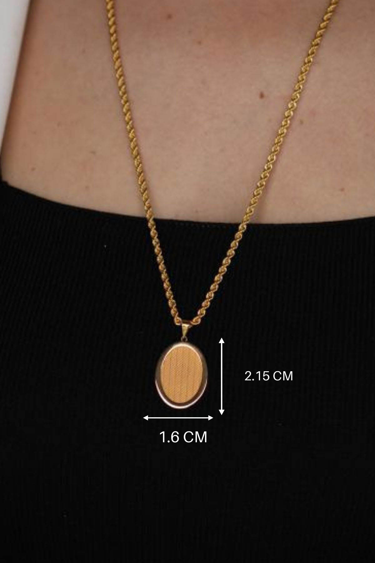 Altın Oval Kolye Ucu - KLC004 / Elizi Hasır